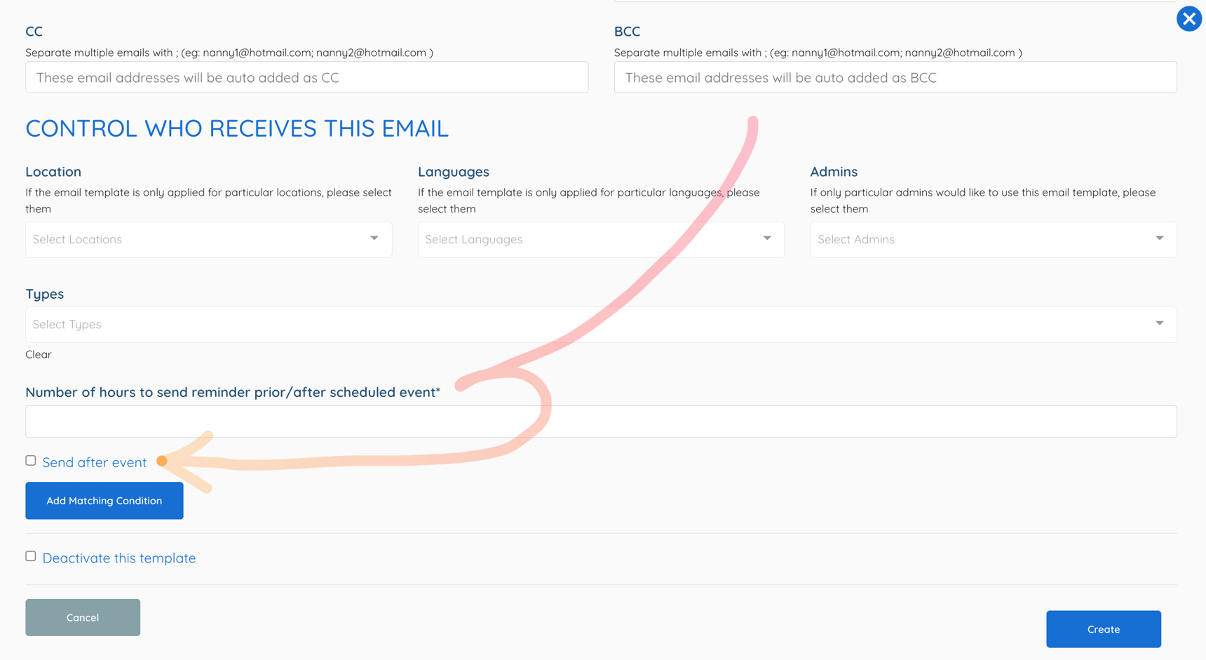 Create Reminder Emails to Send Before or After Scheduled Events.