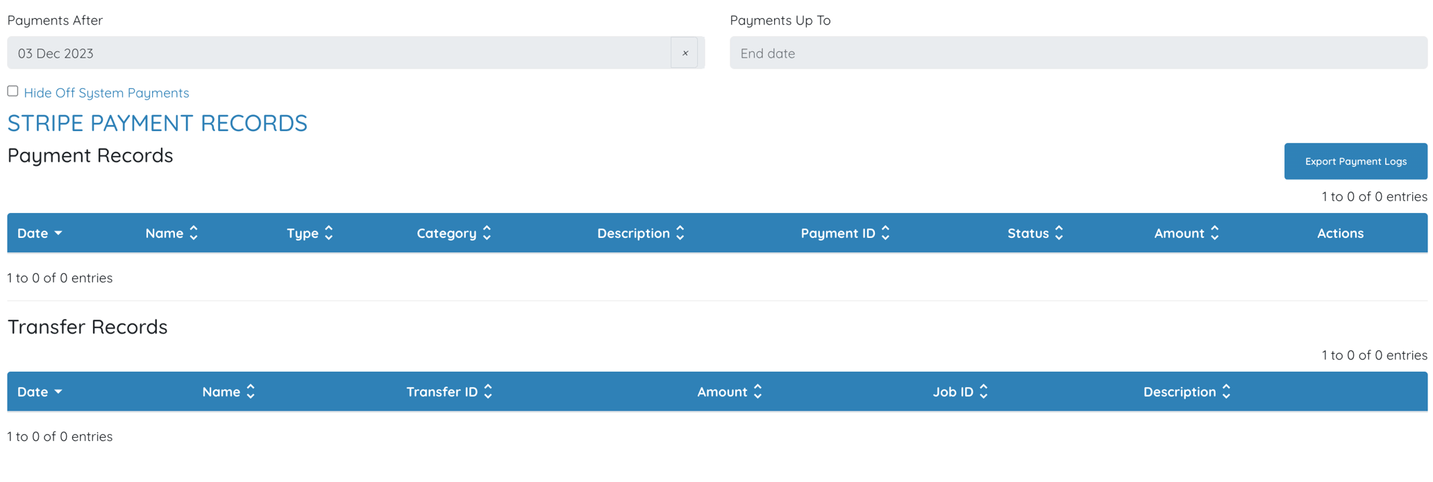 View Payment Log