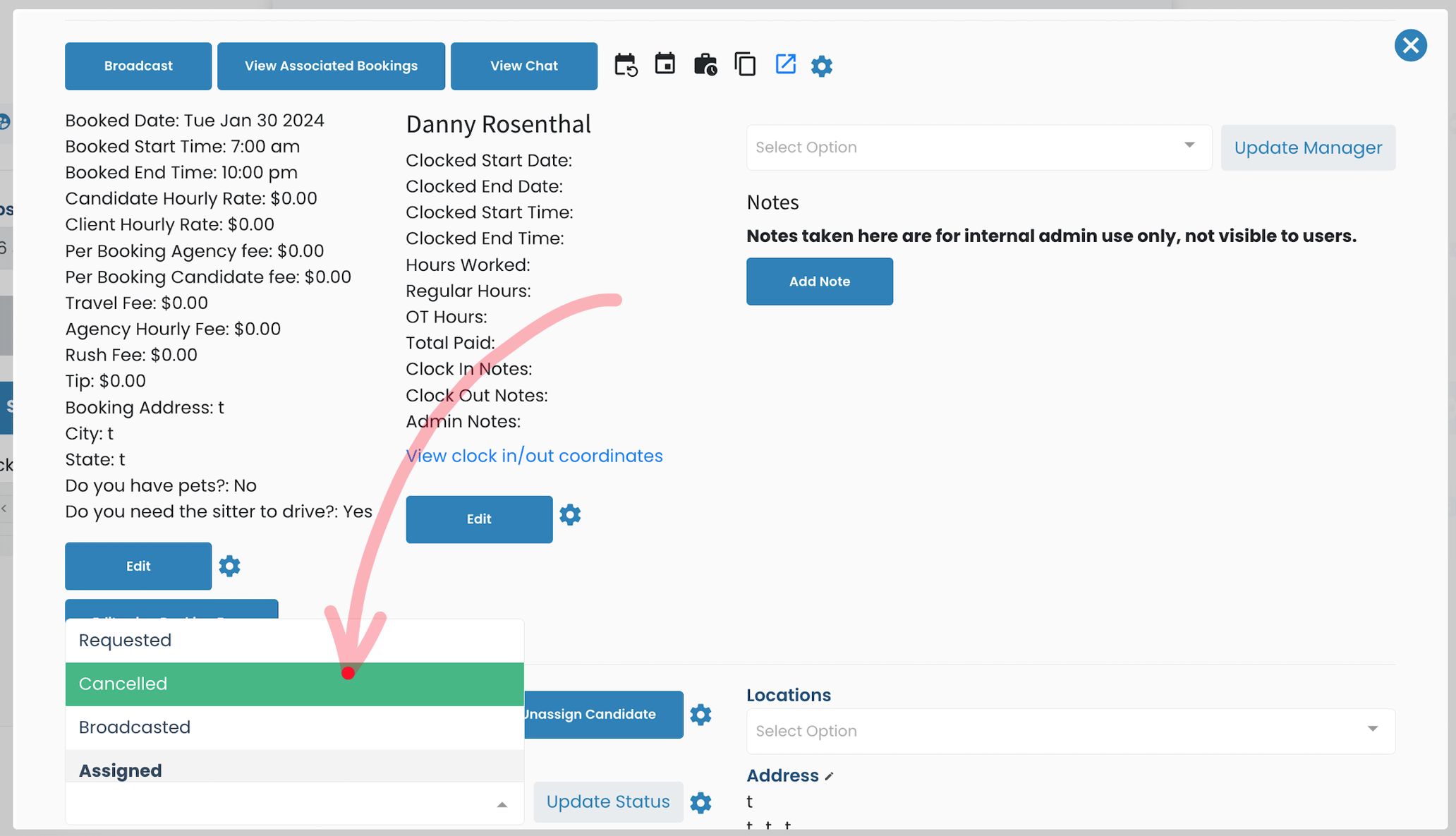 How Admin Can Cancel A Shift Job.