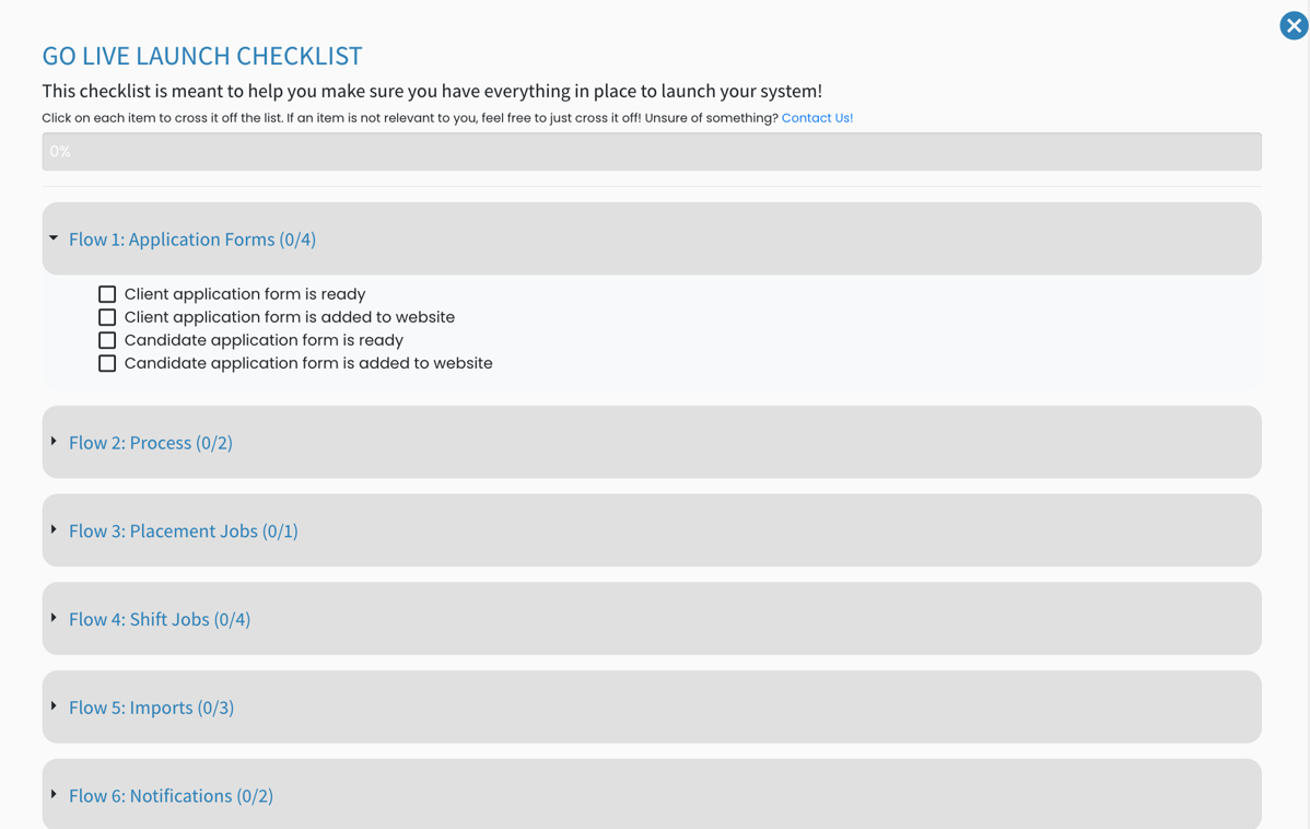 Go Live Launch Checklist