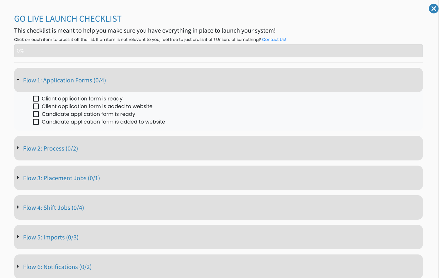 Go Live Launch Checklist