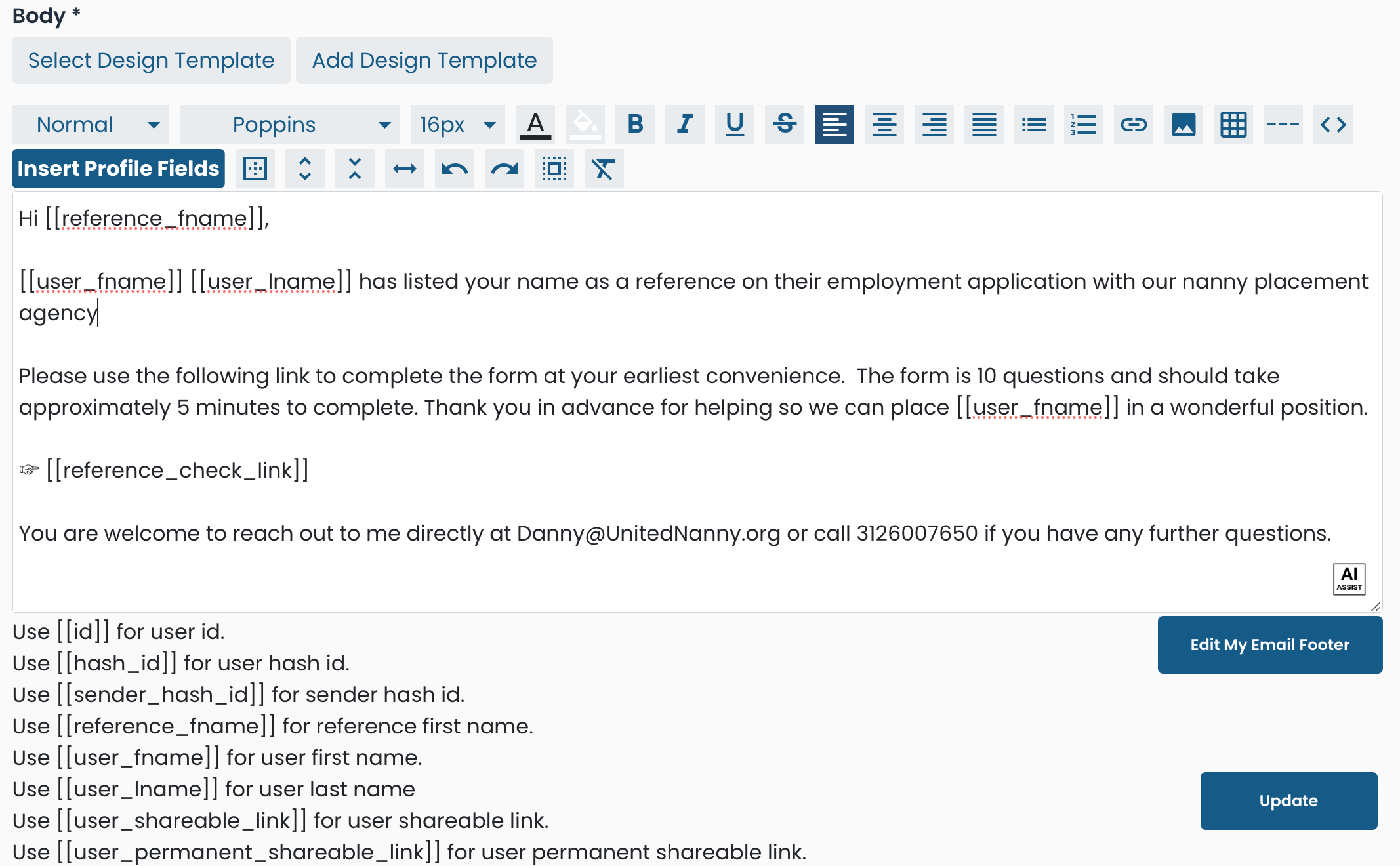 Create An Automated Reference Check Email