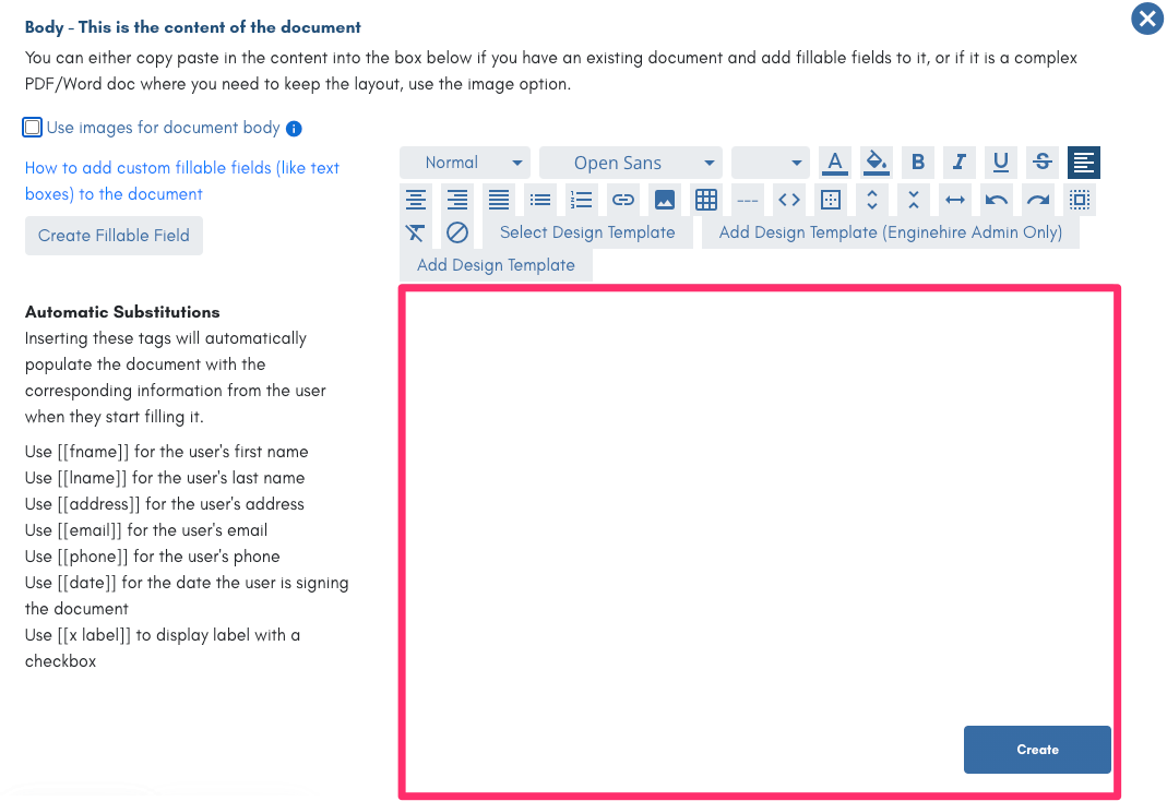 How to create a Document Template (signable document). Add Fillable Fields.