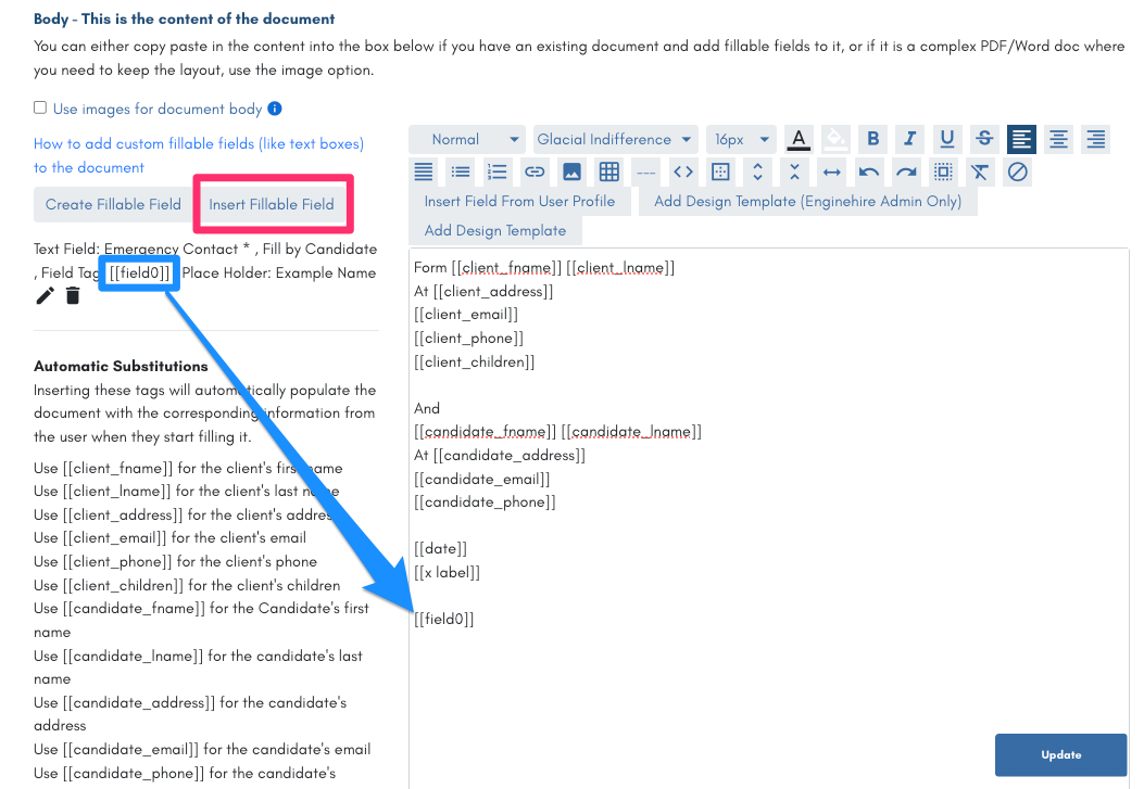 How to create a Document Template (signable document). Add Fillable Fields.