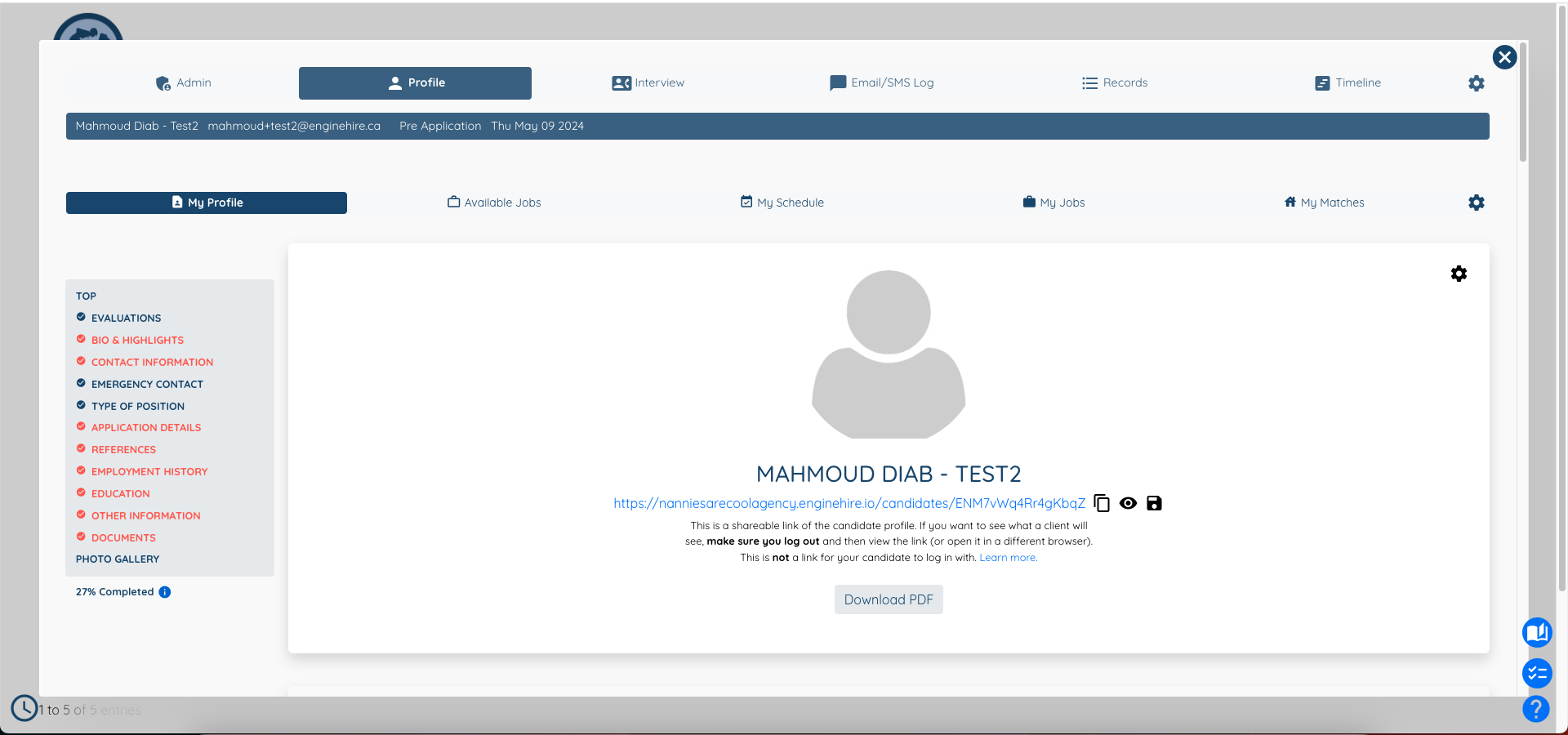 How to hide 'my matches' from the candidate profile.