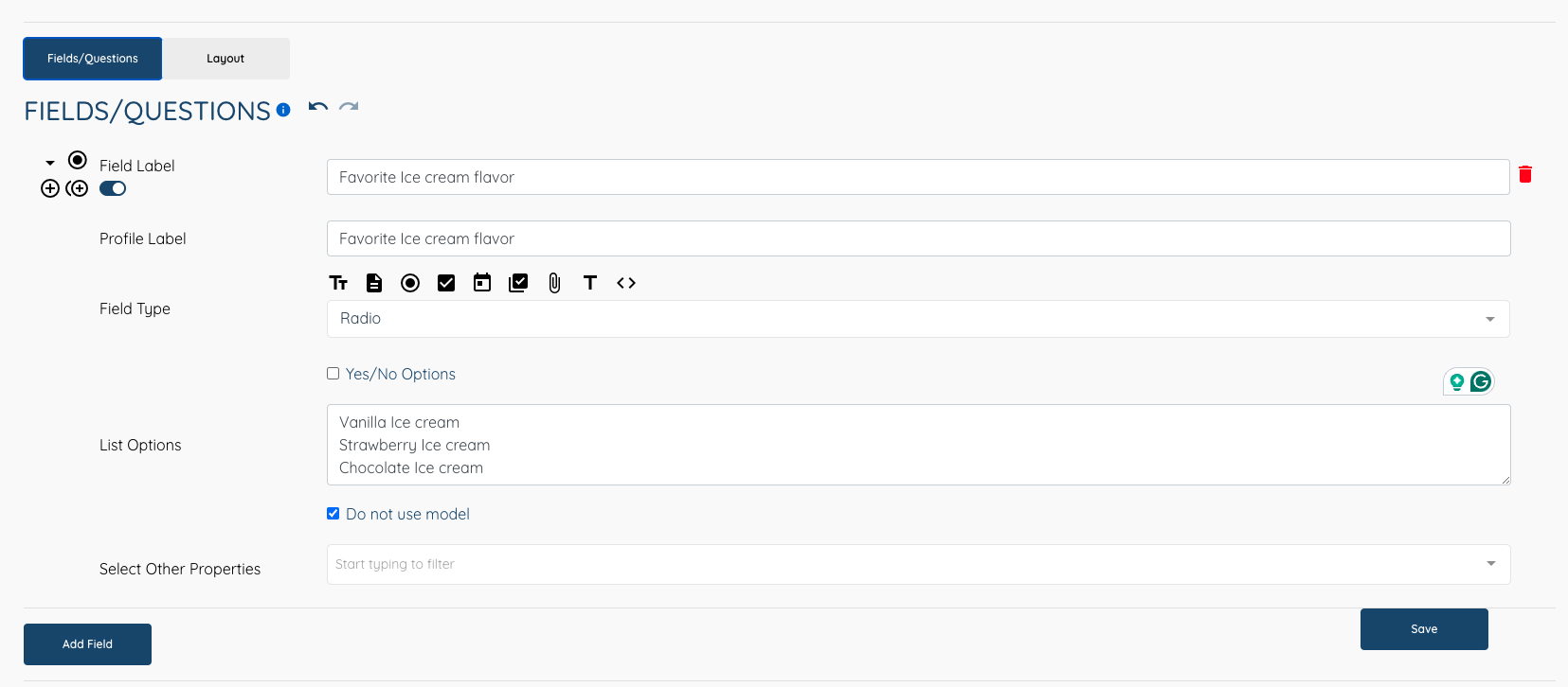 How to create a dynamic field remark?
