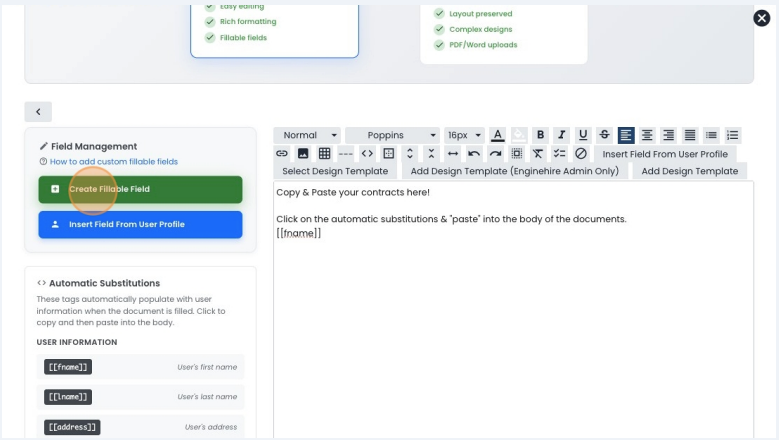 How to create a Document Template (signable document). Add Fillable Fields.