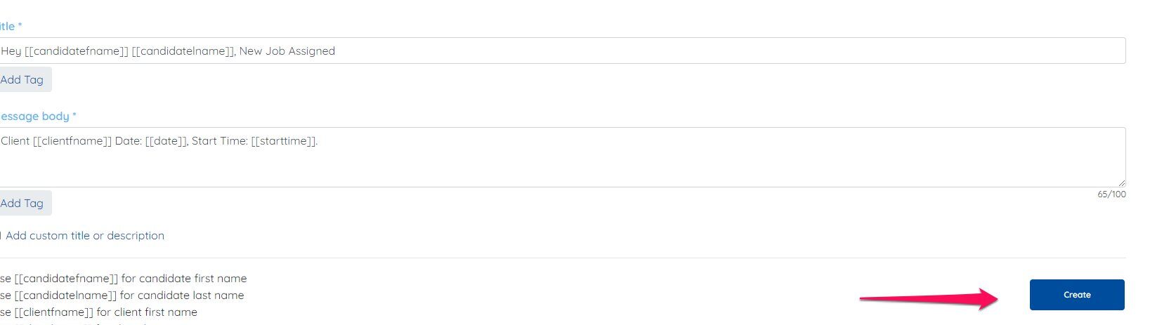 Push notification Booking Confirmation Template