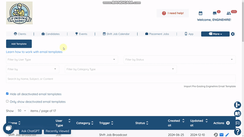 Modify the new booking email notification template for the admin