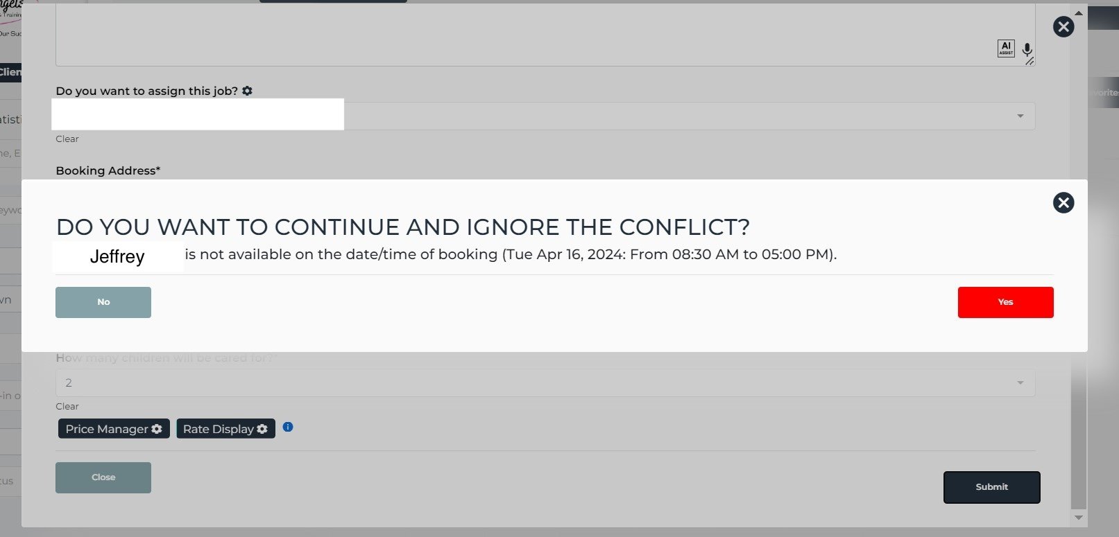 Turn off candidate availability conflict question 'do you want to ...