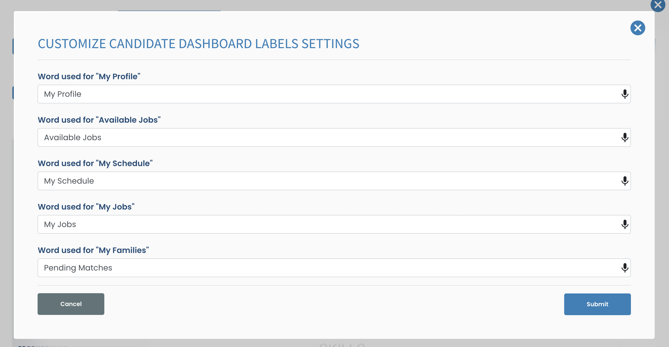 How to customize the "My Jobs", "My Schedule", "Available Jobs" language wording on the ...