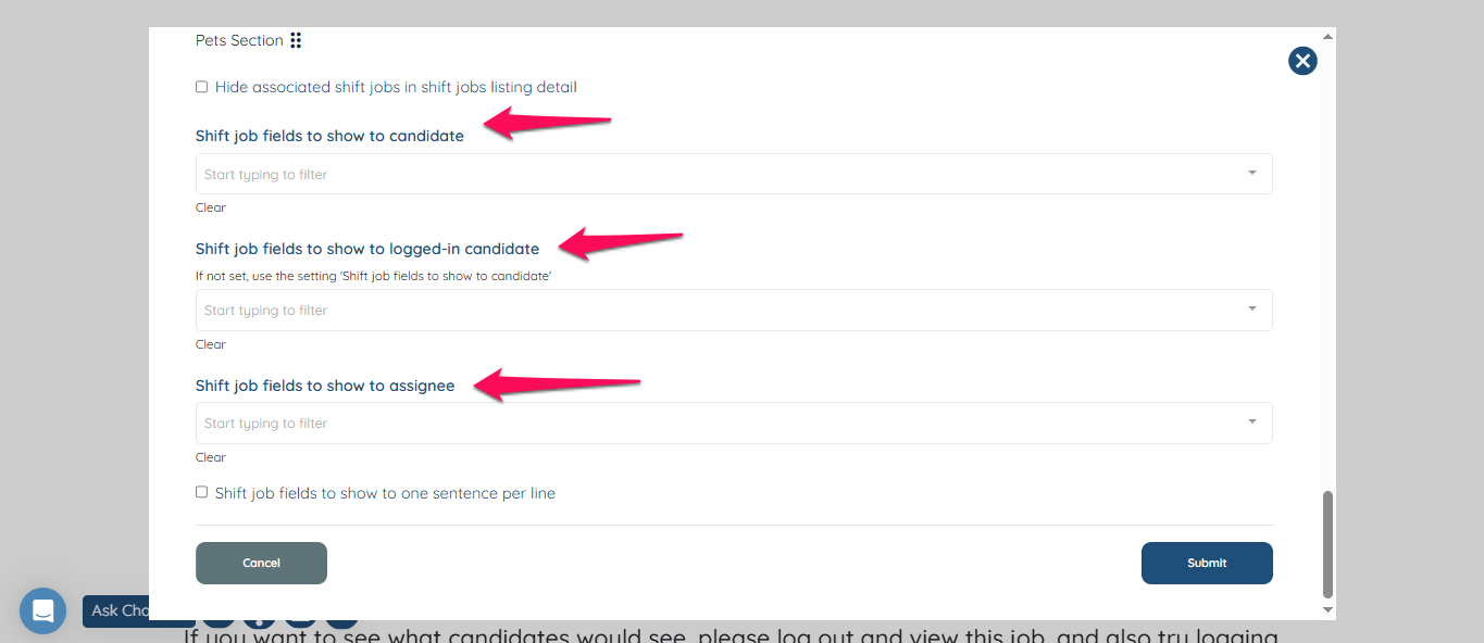 Candidate view on job listing