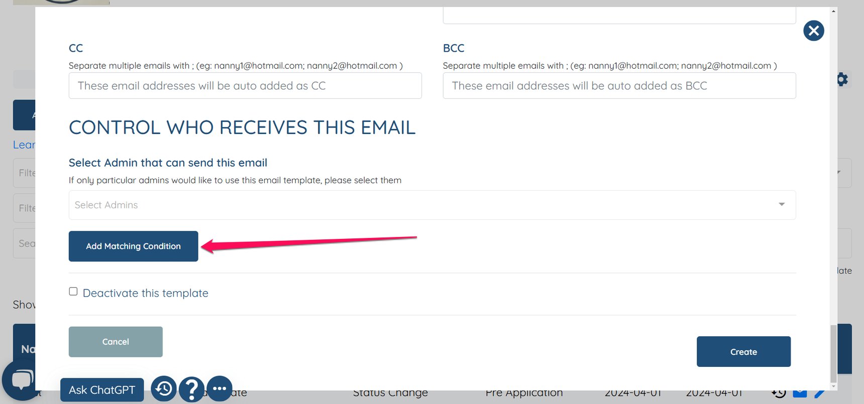 Understanding Matching Conditions in Email and SMS Templates