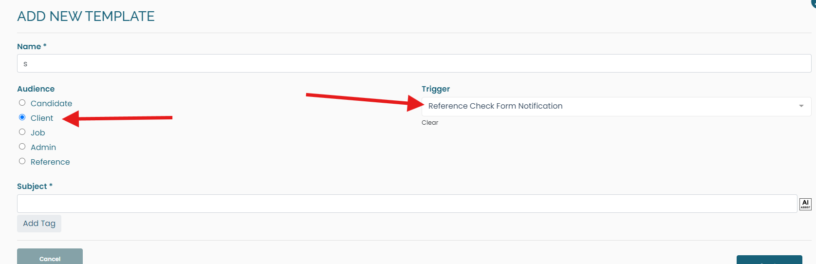 Set up/Edit reference email template for client references