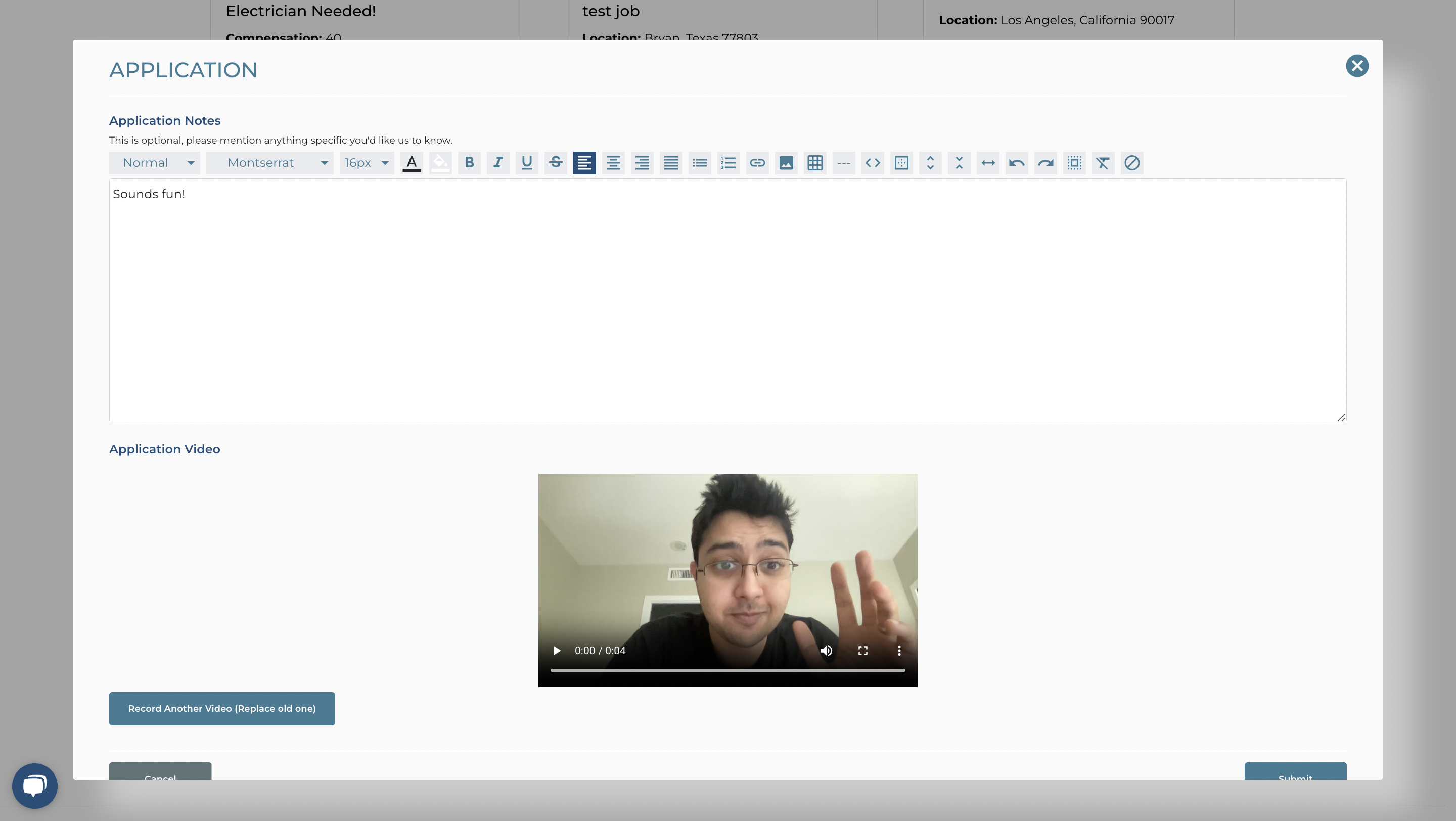 How to view video application submissions