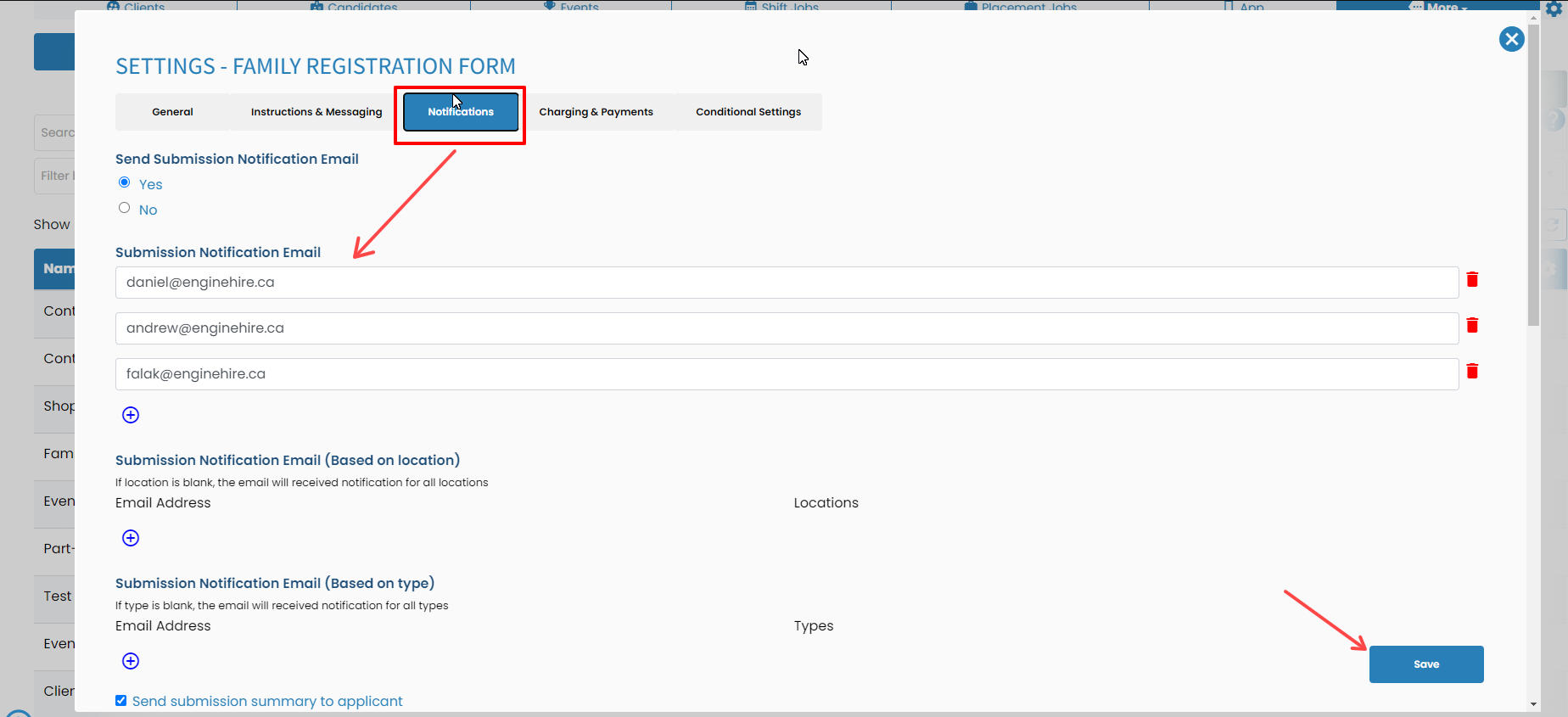 How to Add or Edit Email Addresses for Application Submission Notifications
