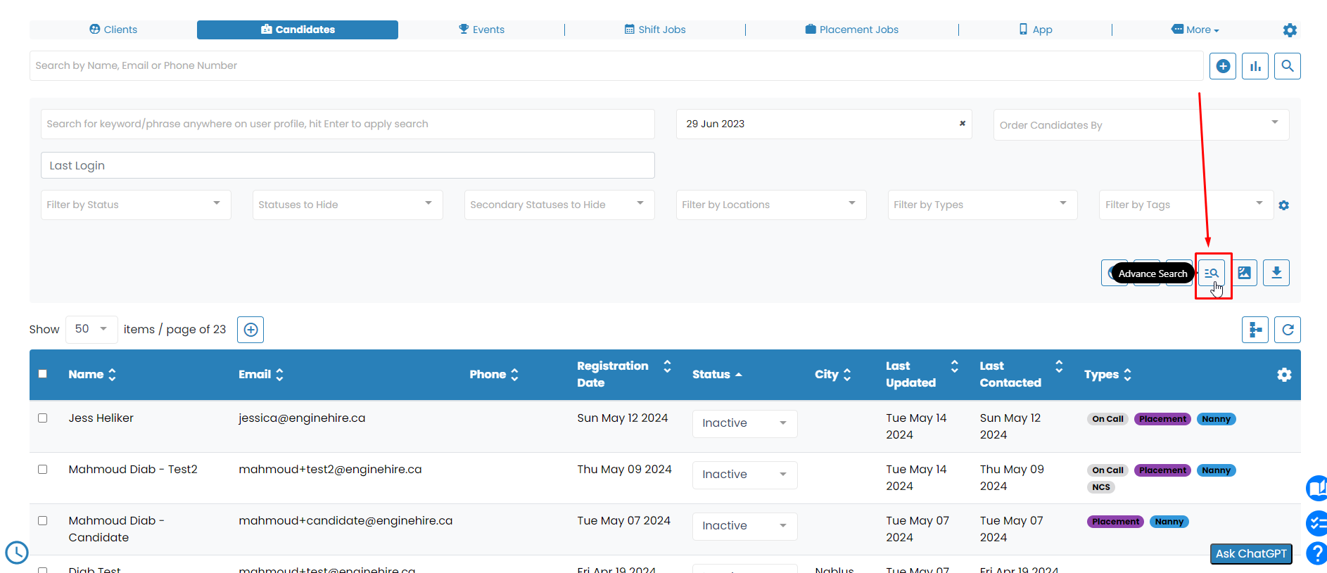 How to hide/exclude a certain Type using advanced search