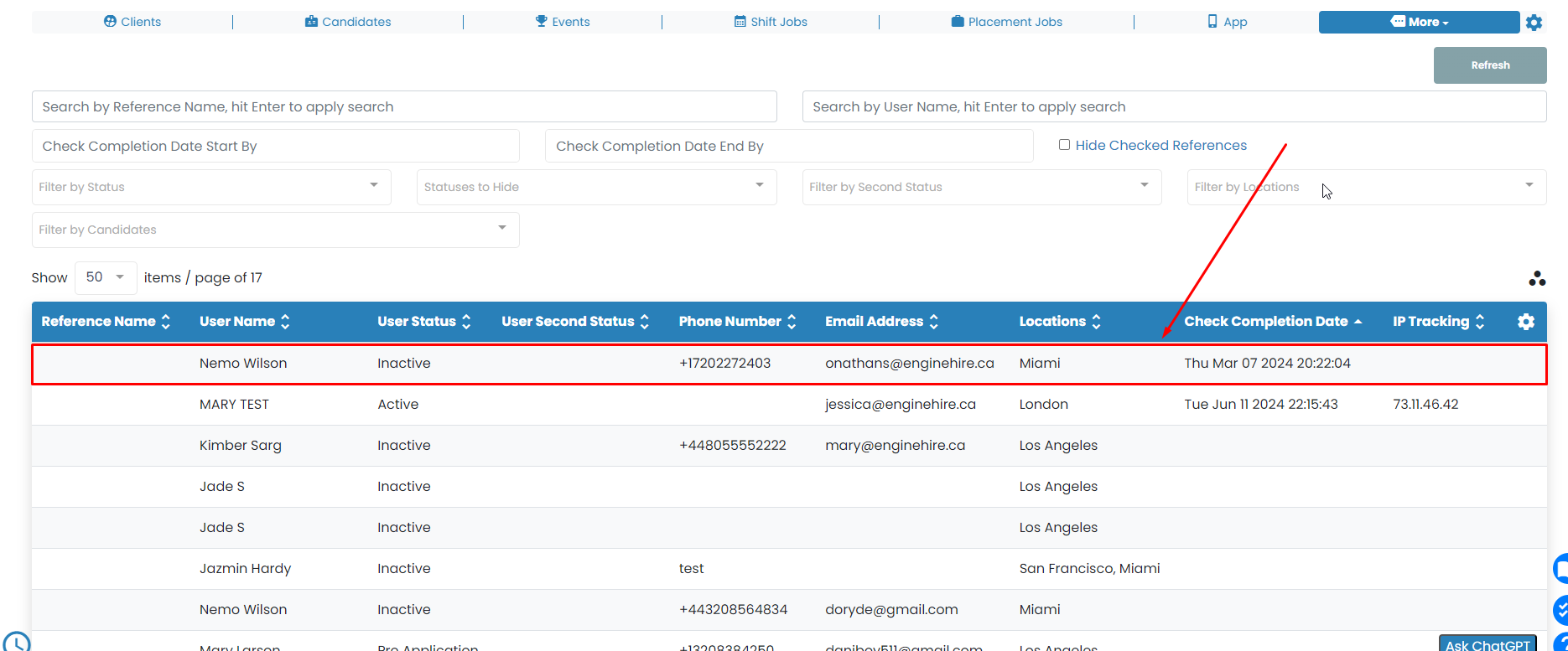 How do you find a submitted reference form?