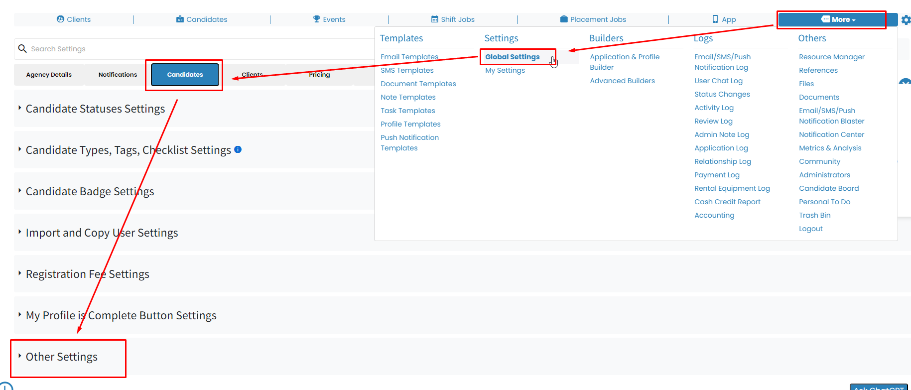 Select The Statuses of Candidates to be Notified of Expiring Documents.