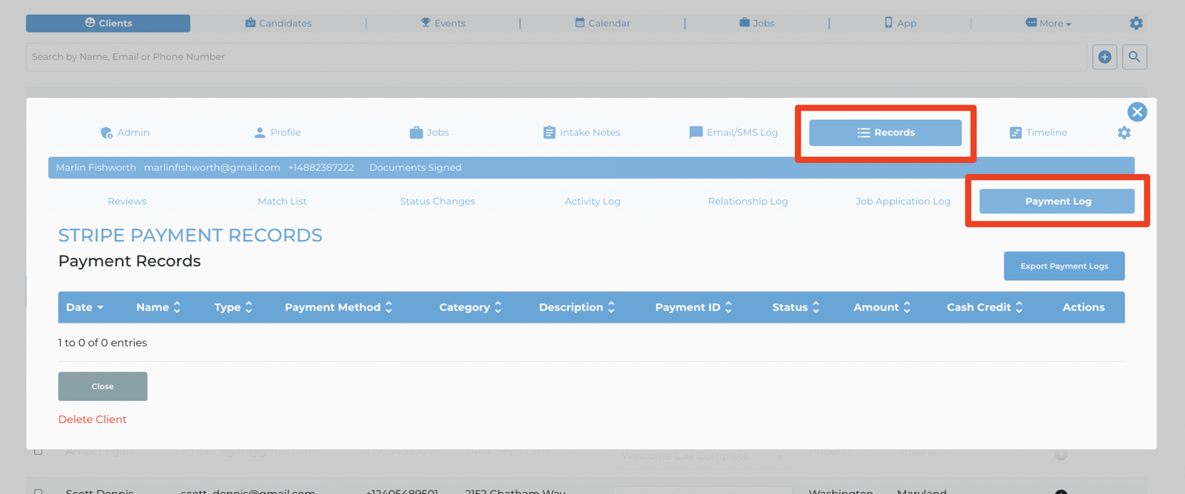 View Payment Log